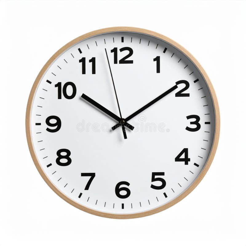 Round Analog Wall Clock with White Face and Wooden Frame Stock ...
