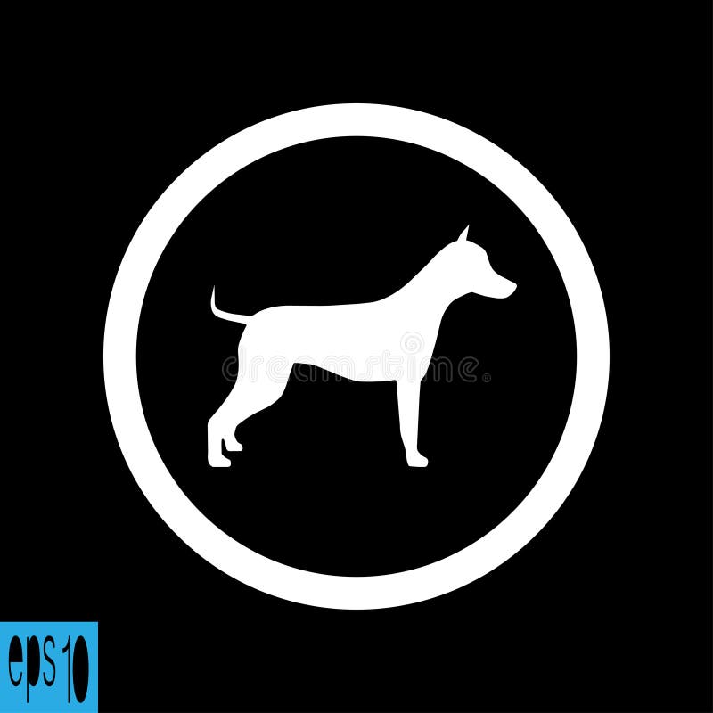 Round Animal Sign, Icon on Black Background, White Thin Line on Black ...