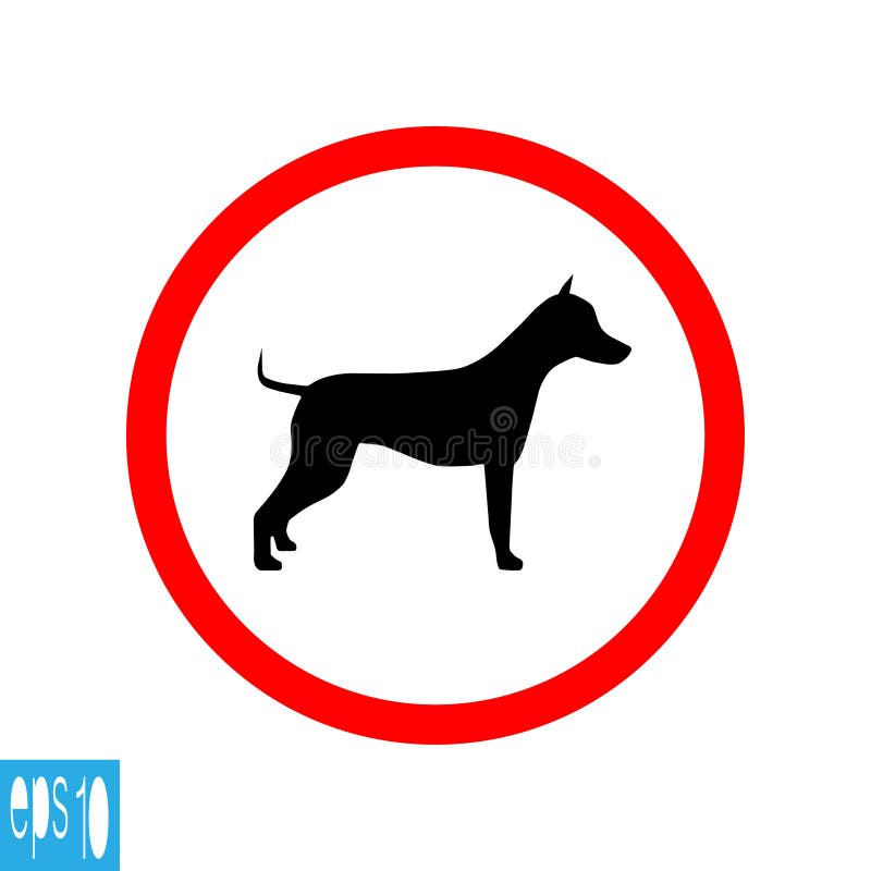 Round Animal Sign, Icon on White Background, Red Thin Line on White ...