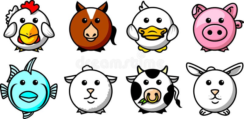 Farm animals icons set stock vector. Illustration of schaf - 35275394
