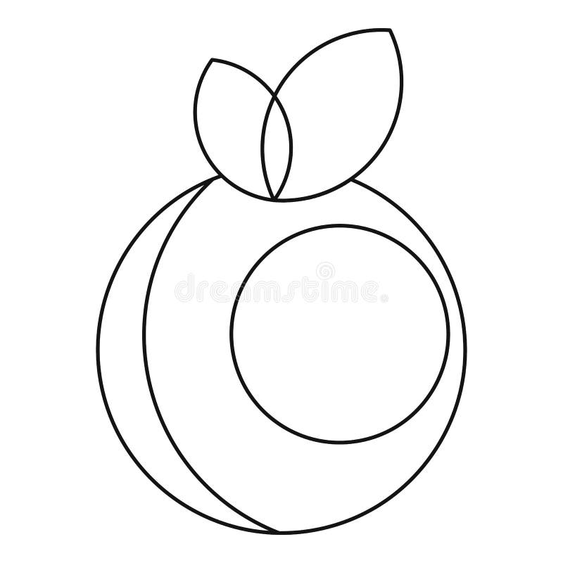 Round Apple with Leaves Icon, Outline Style Stock Vector - Illustration ...