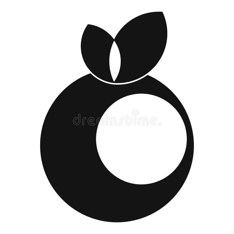 Round Apple with Leaves Icon, Simple Style Stock Vector - Illustration ...
