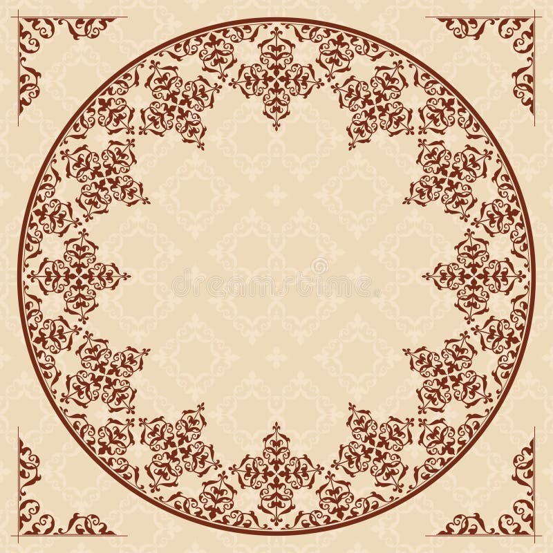 Round Arabic Vector Ornament on Light Beige Patter Stock Vector ...