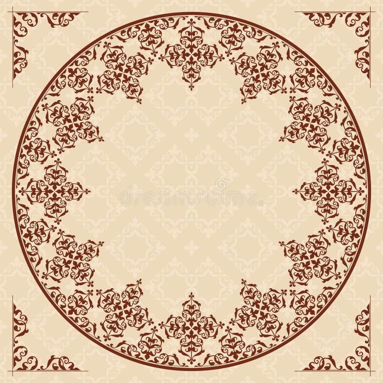 Round Arabic Vector Ornament on Light Beige Patter Stock Vector ...