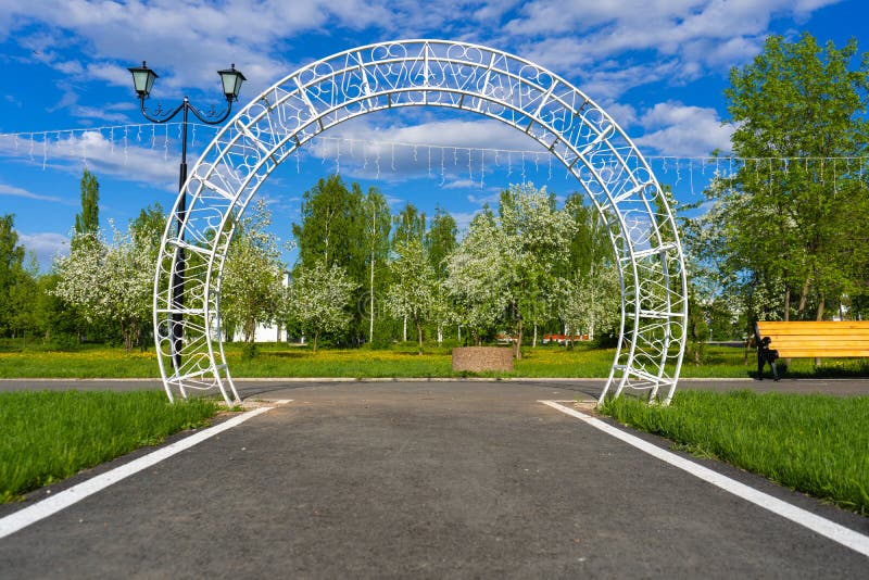 Round Arch Frame for Flowers in the Park Stock Image - Image of green ...