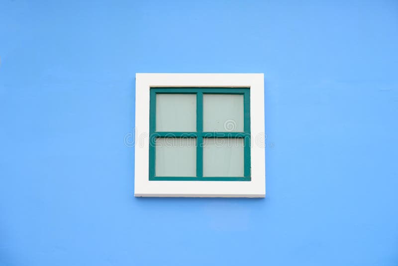 Round Arch Window on the Blue Wall Stock Image - Image of round, house ...