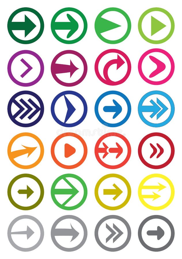 Round Arrow Vector Icon Set Isolated on White Stock Vector ...