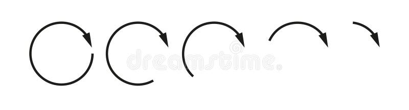 Round Arrows Set Isolated. Circle Black Shapes Stock Vector ...