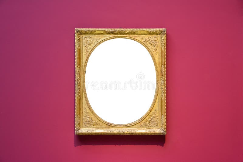 Round Art Museum Frame Red Wall Ornate Design White Isolated Stock ...
