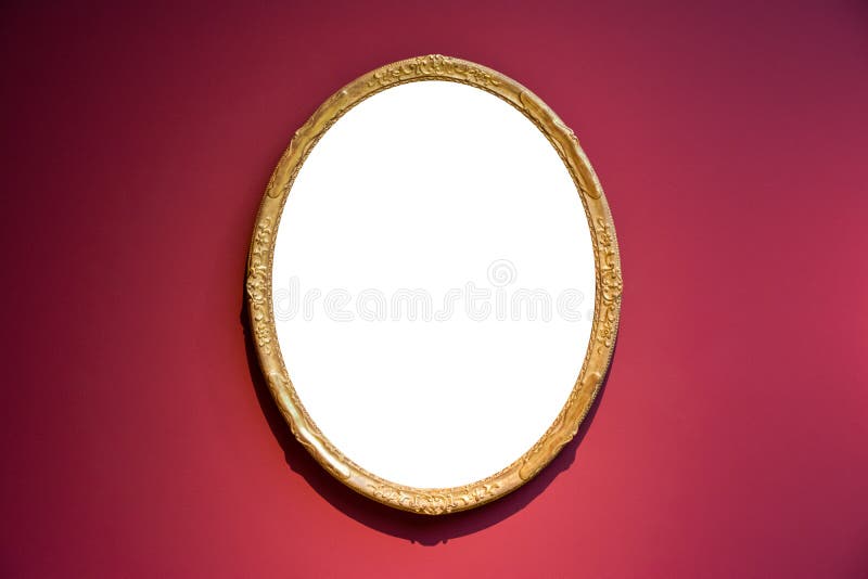 Round Art Museum Frame Red Wall Ornate Design White Isolated Clipping ...