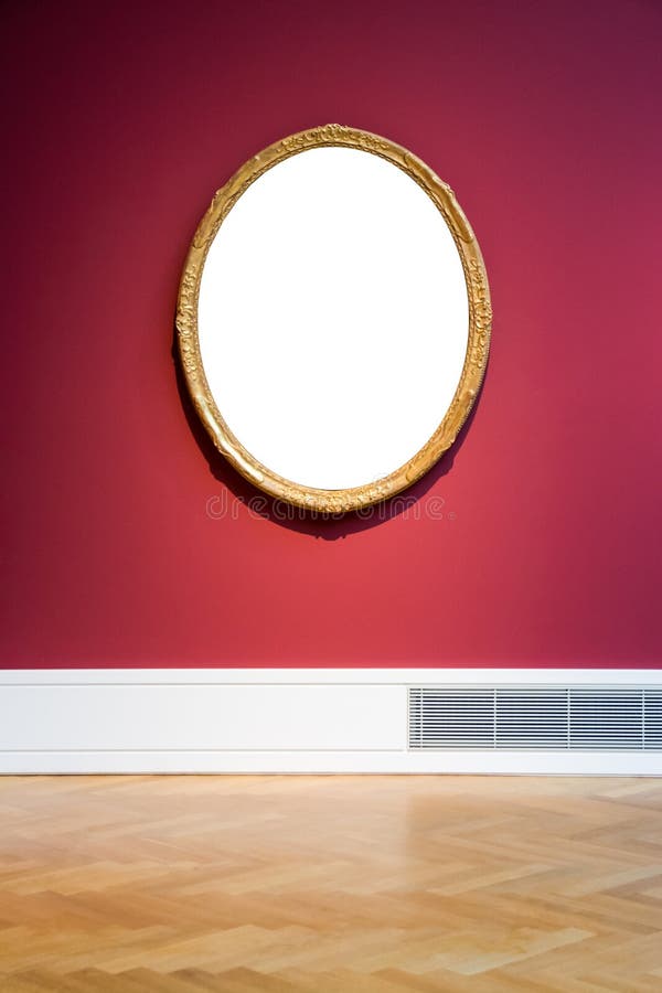 Round Art Museum Frame Red Wall Ornate Design White Isolated Stock ...