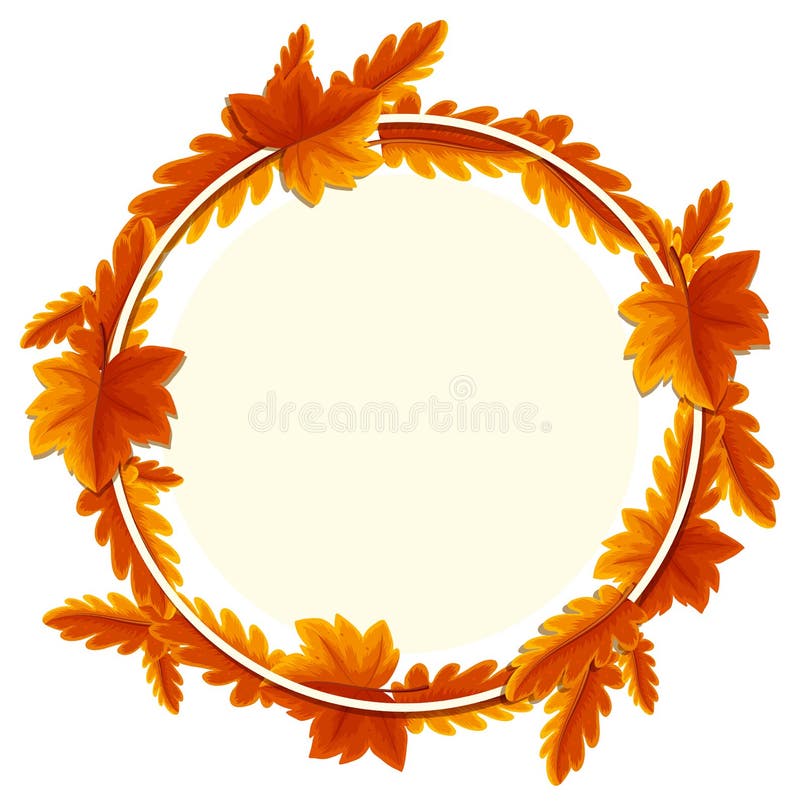 Round Autumn Leaves Frame Template Stock Vector - Illustration of ...