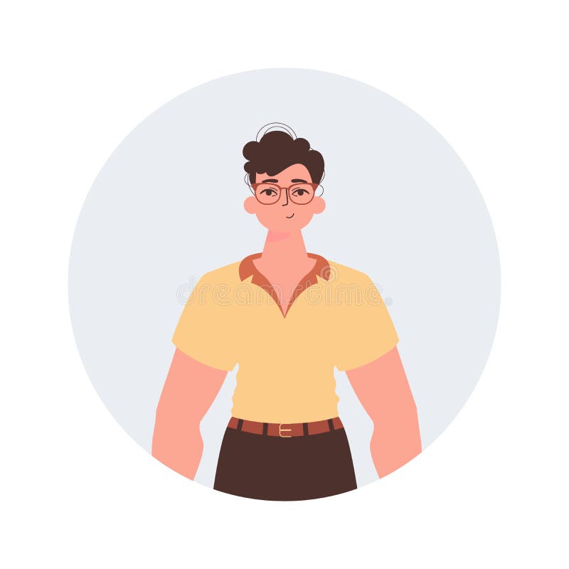 Round Avatar of a Boy. Character with a Modern Style. Stock Vector ...