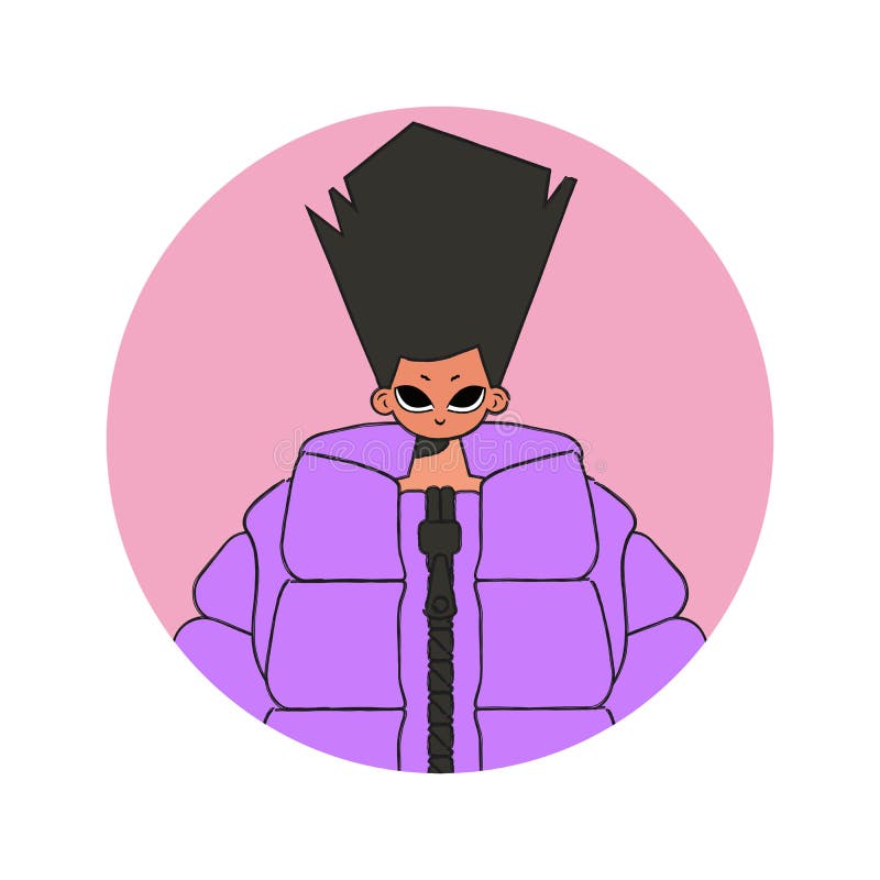 Round Avatar Guy in the Style of the 80s and 90s. Stock Vector ...