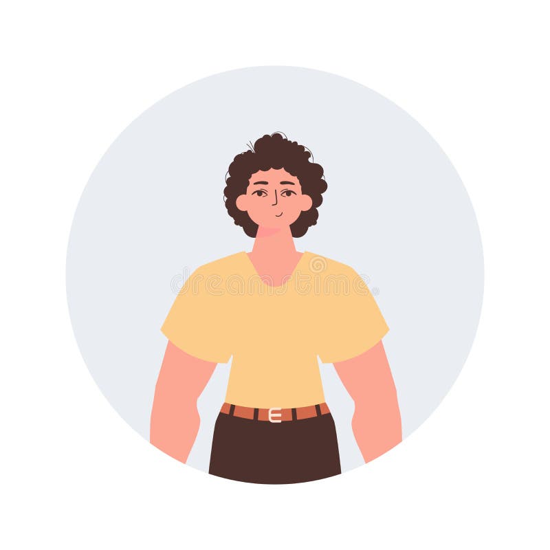 Round Avatar of a Man. Character with a Modern Style. Stock Vector ...
