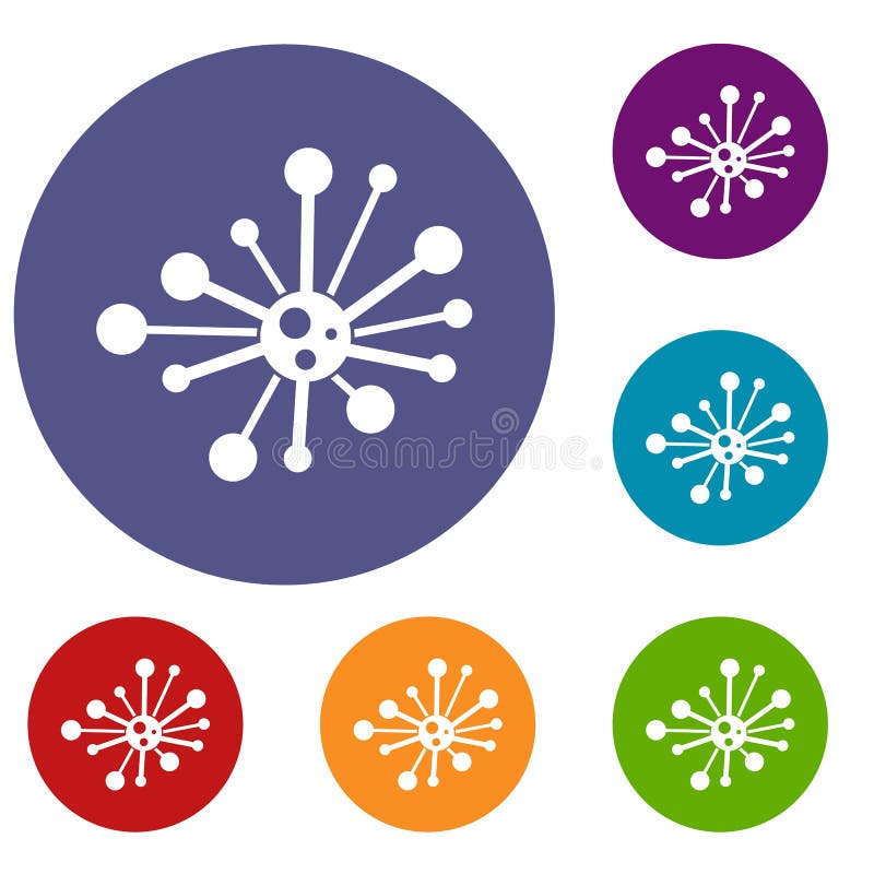 Round bacteria icons set stock vector. Illustration of medical - 95958841