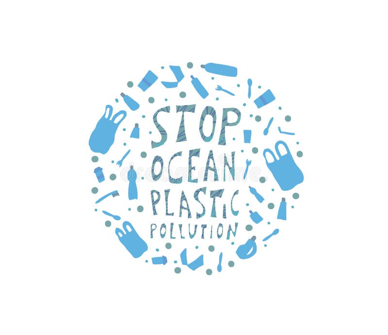 Stop Ocean Plastic Pollution. Vector Stylized Text Stock Vector ...
