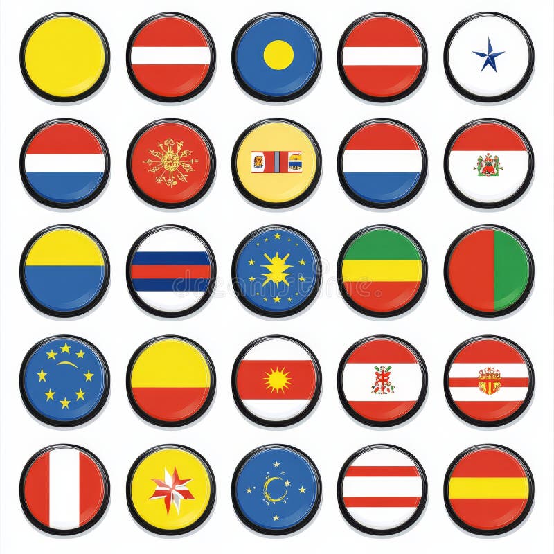 Round Badges with Flags of the World. Vector Illustration. Eps 10 Stock ...