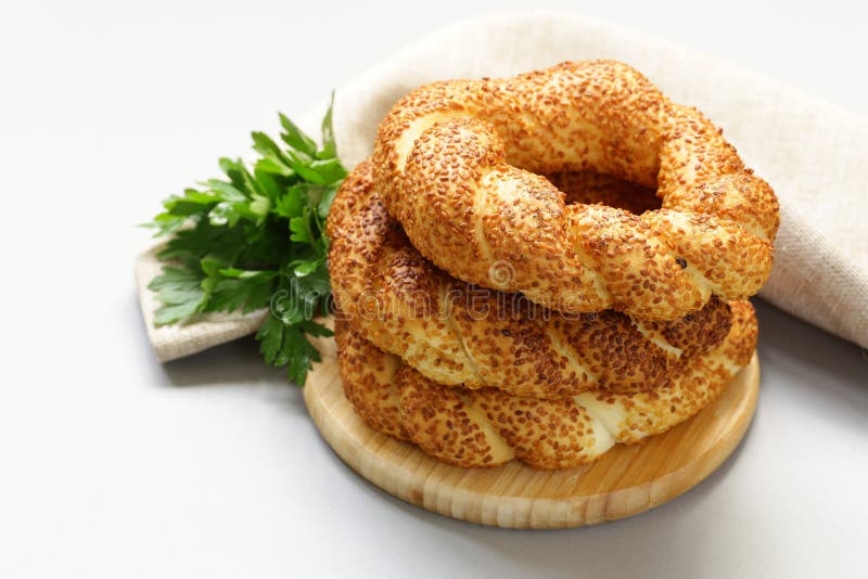 Round Bagel Bread with Sesame Stock Image - Image of grain, round: 98276097