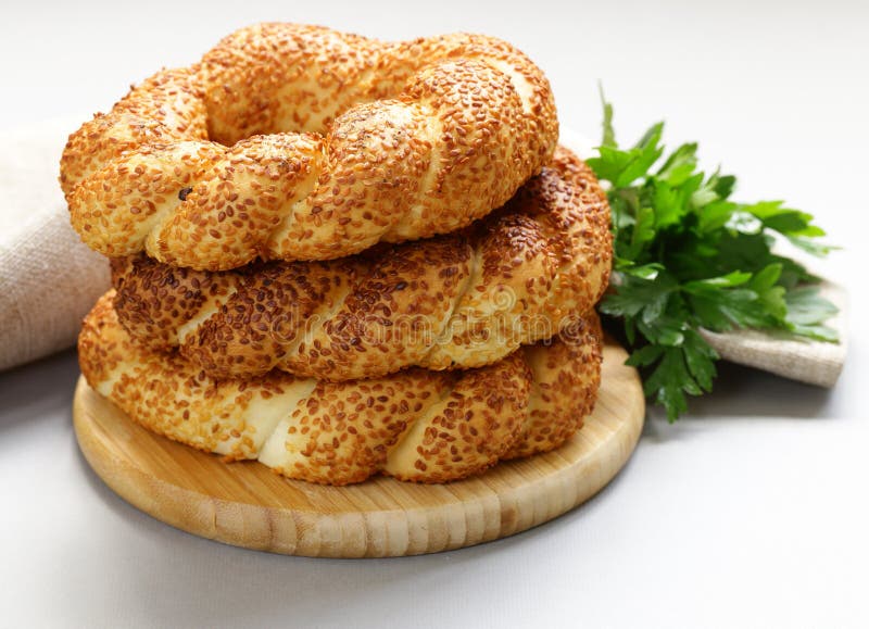 Round Bagel Bread with Sesame Stock Photo - Image of bagels, nutrition ...