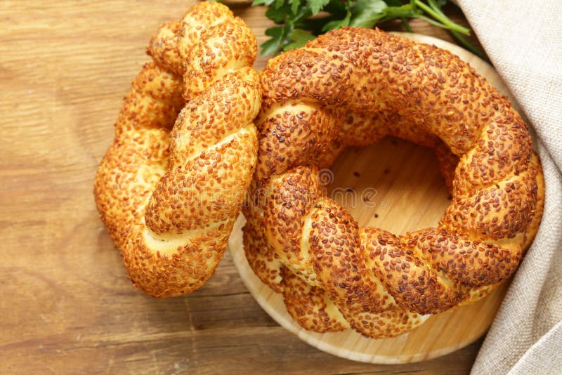 Round Bagel Bread with Sesame Stock Photo - Image of nutrition, food ...