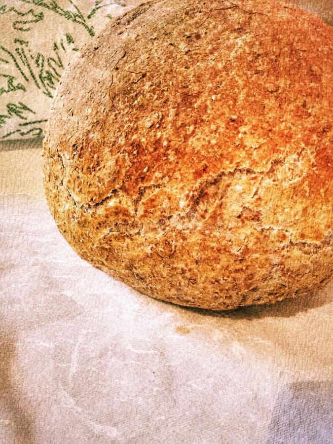 Round Baked Bread on White Cloth Round Baked Bread on White Cloth ...
