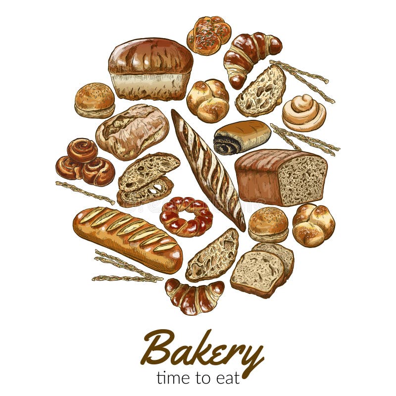 Round bakery background stock vector. Illustration of bread - 91823536