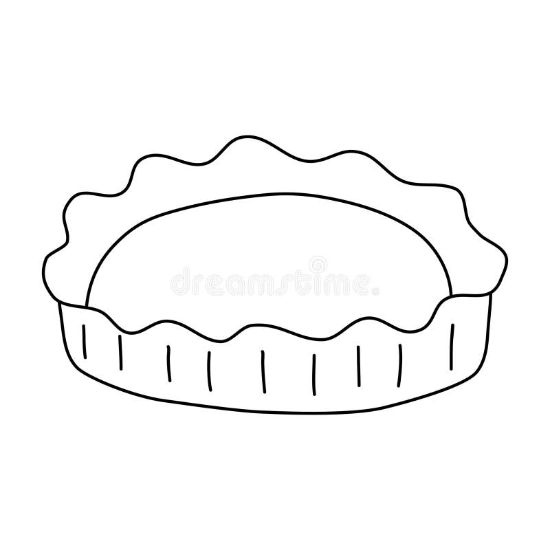 Round Baking Form for Cake or Pie, Doodle Style Flat Vector Outline for ...