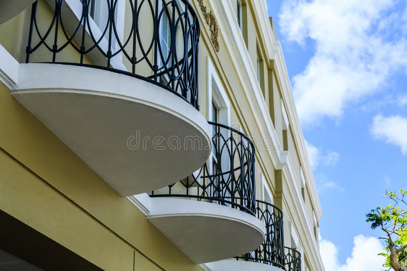 Round Balconies of Luxury Apartment Block Stock Image - Image of front ...