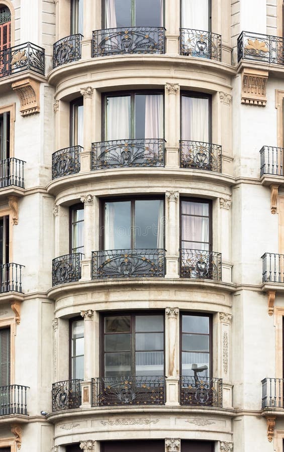 Round Balconies of Luxury Apartment Block Stock Image - Image of front ...