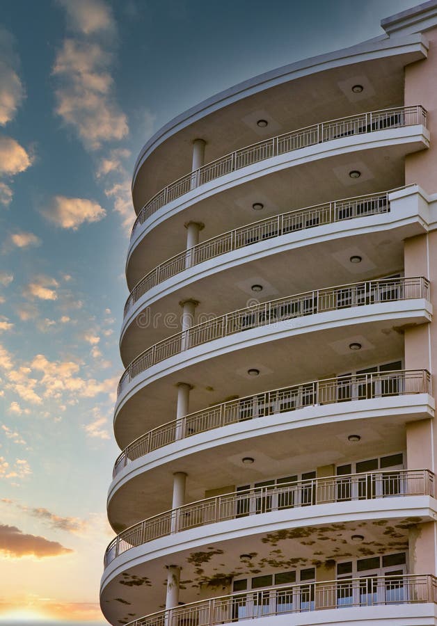 Large Round Balconies stock image. Image of apartment - 171443397