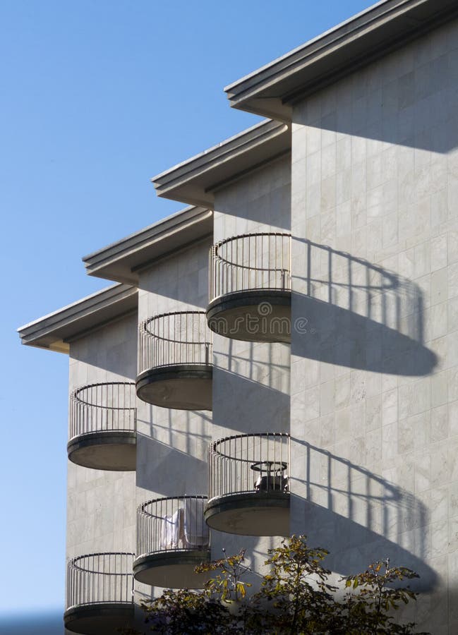 Round Balconies of Luxury Apartment Block Stock Image - Image of front ...