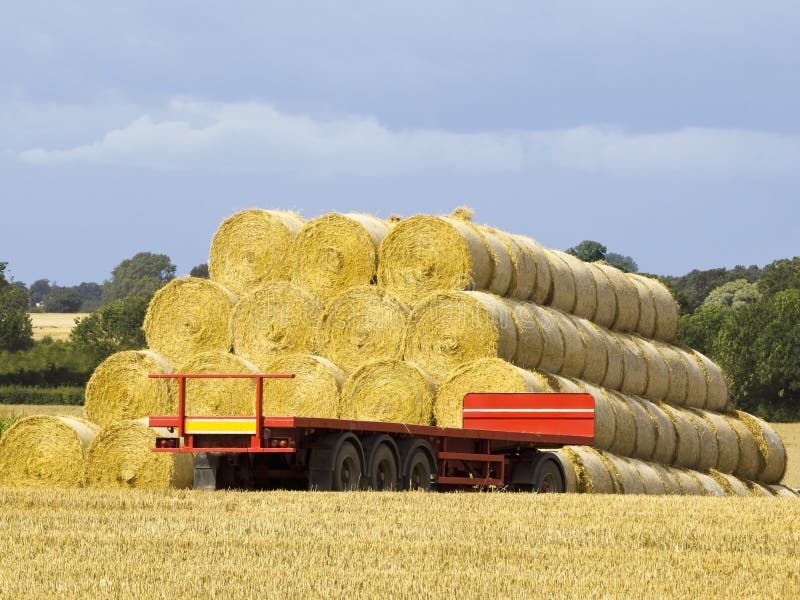 Round bales and trailer stock photo. Image of empty, blue - 10667856