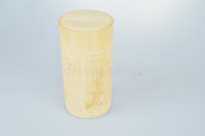 The Round Bamboo Box on the Isolated Stock Photo - Image of natural ...