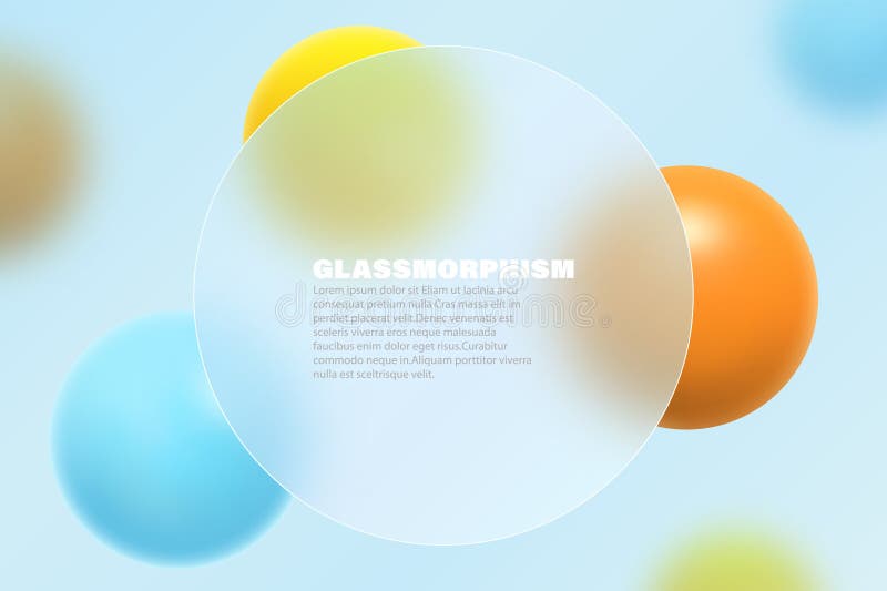 Round Banner with Glass Overlay Effect with 3D Balls in Glass Morphism ...