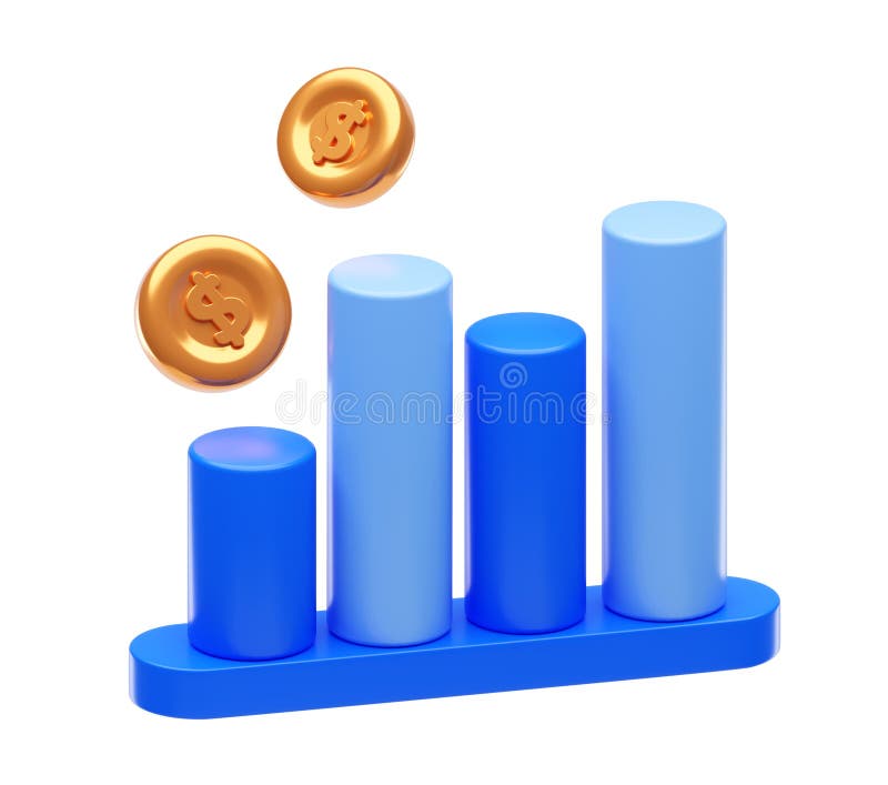 Round Bar Chart with Coin Money Icon 3d Illustration Stock Illustration ...