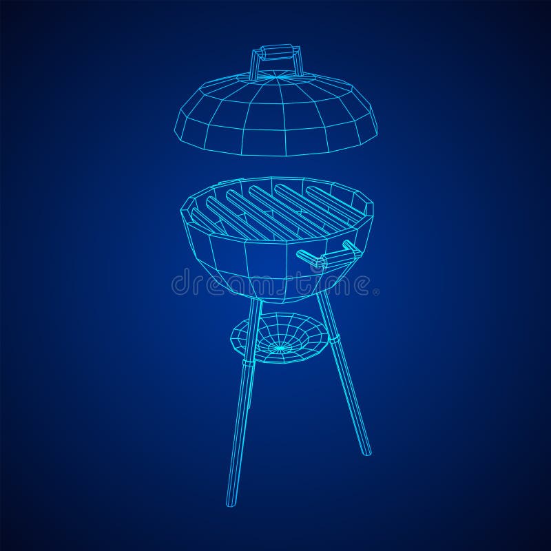 Round Barbecue Grill. Outdoor Bbq Party Stock Vector - Illustration of ...