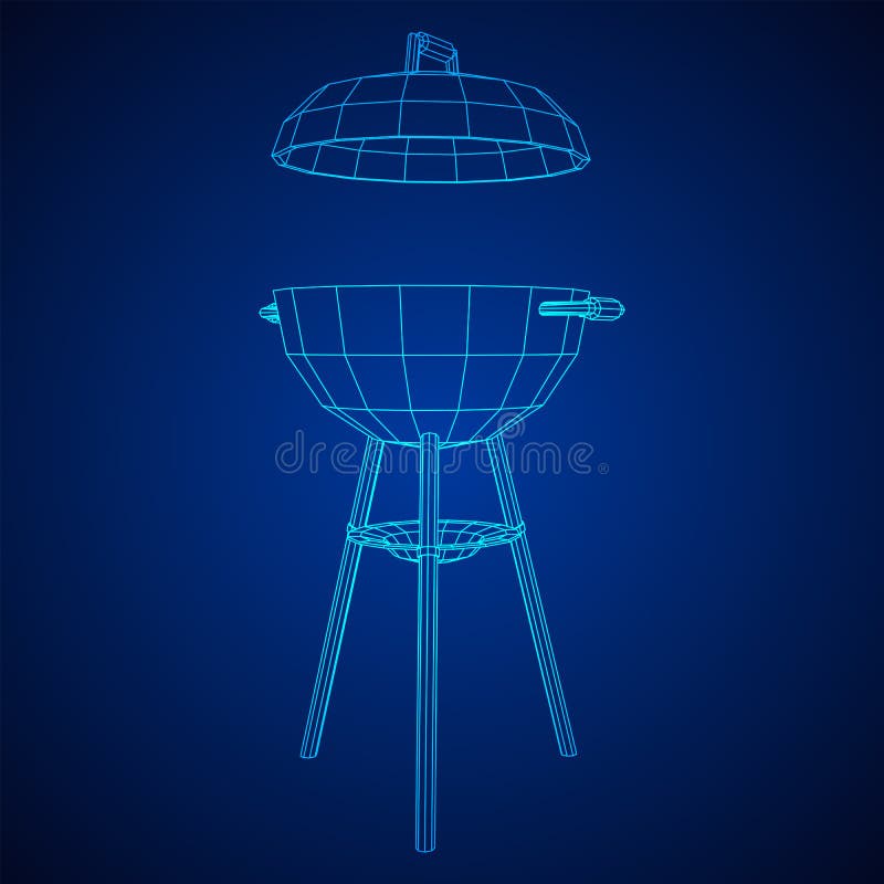 Round Barbecue Grill. Outdoor Bbq Party Stock Vector - Illustration of ...