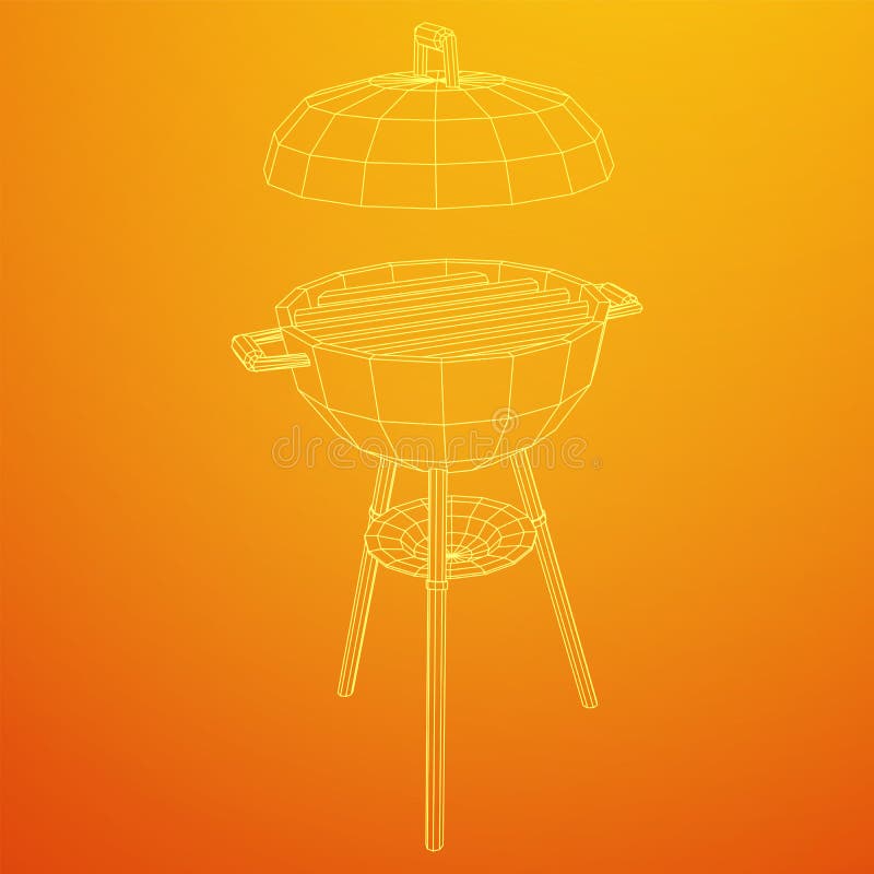 Round Barbecue Grill. Outdoor Bbq Party Stock Vector - Illustration of ...