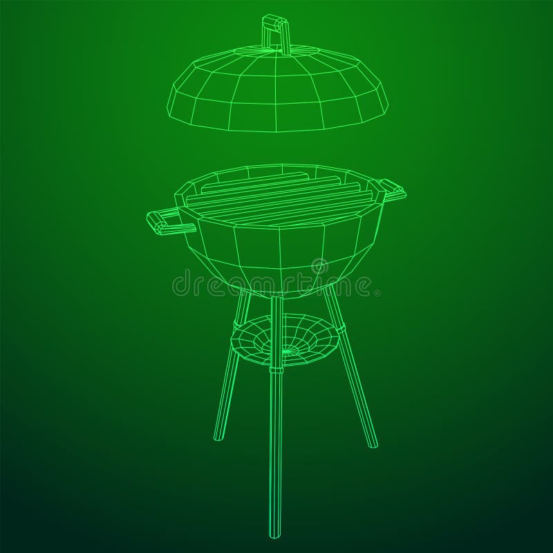 Round Barbecue Grill. Outdoor Bbq Party Stock Illustration ...