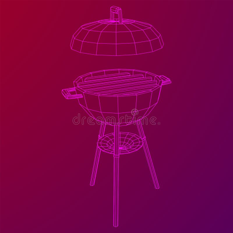 Round Barbecue Grill. Outdoor Bbq Party Stock Vector - Illustration of ...