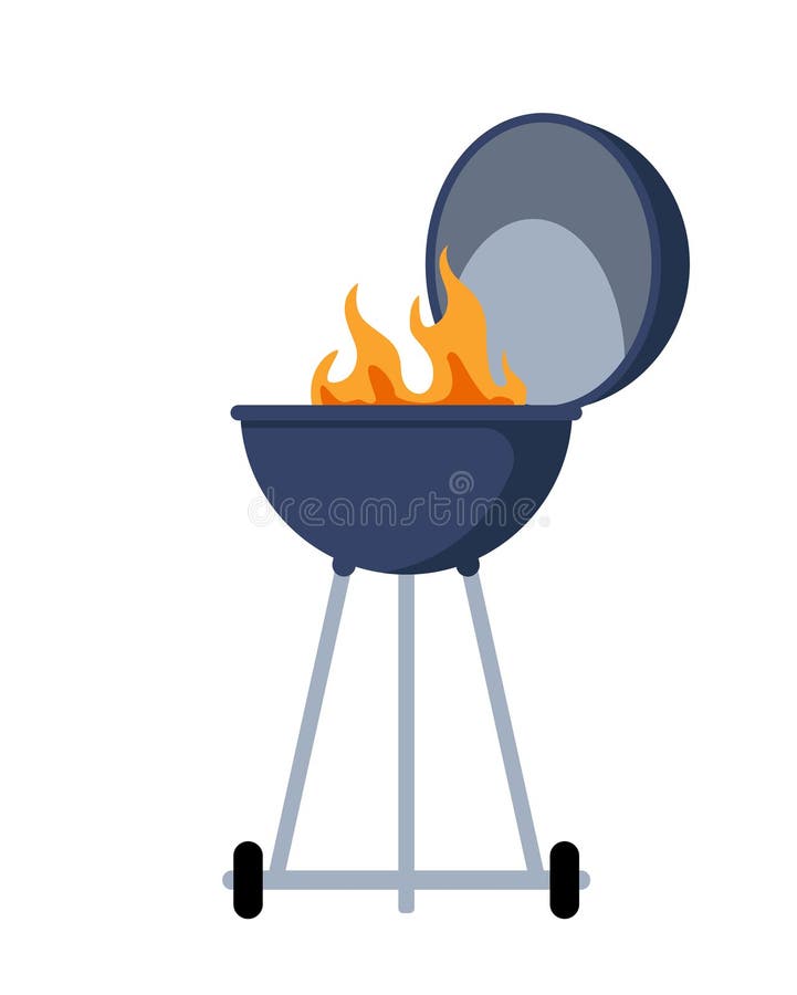 Round Barbeque Grill, BBQ Icon, Device for Grilling Food. Vector ...