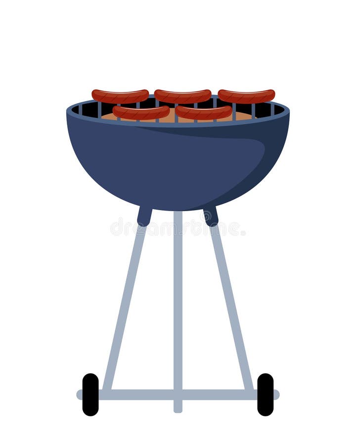Round Barbeque Grill, BBQ Icon, Device for Grilling Food. Vector ...