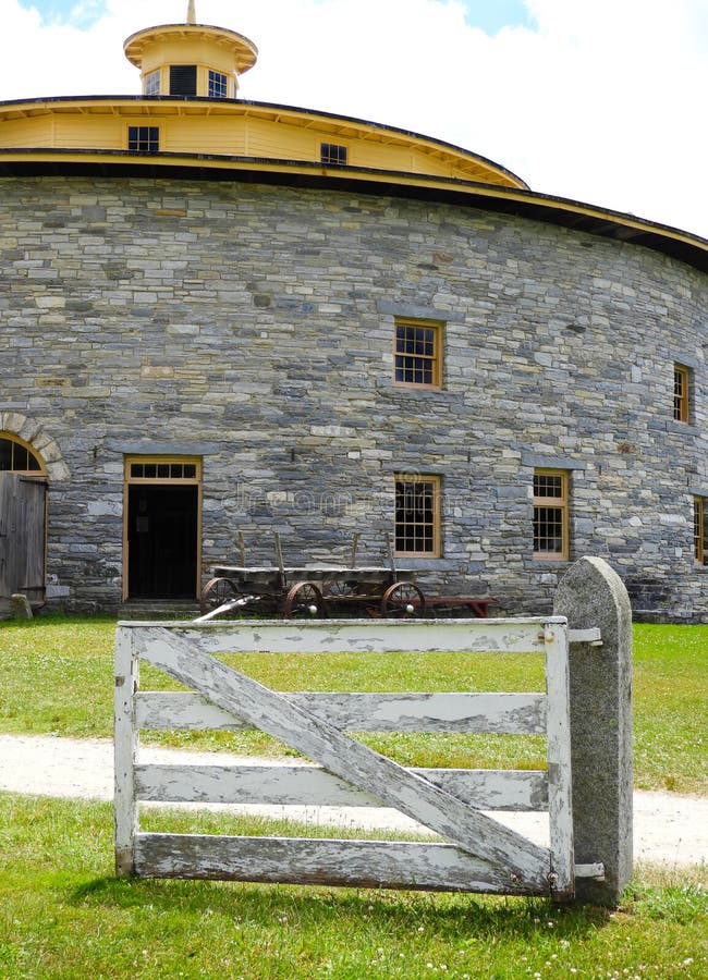 Hancock Shaker Village Round Stone Barn Wall Stock Photo - Image of ...