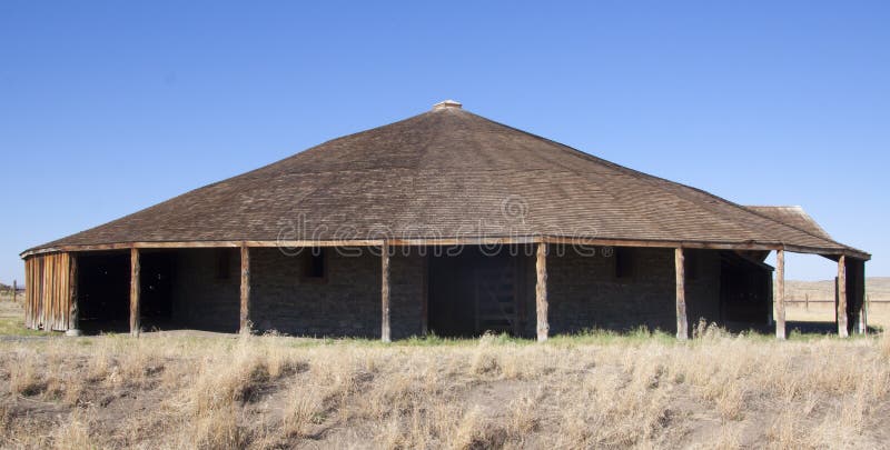 Red Round Barn Side View stock image. Image of farms - 73869543