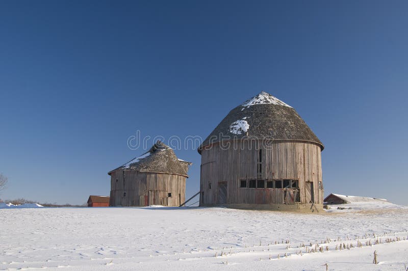Round barns in wintertime stock photo. Image of landscape - 8048770