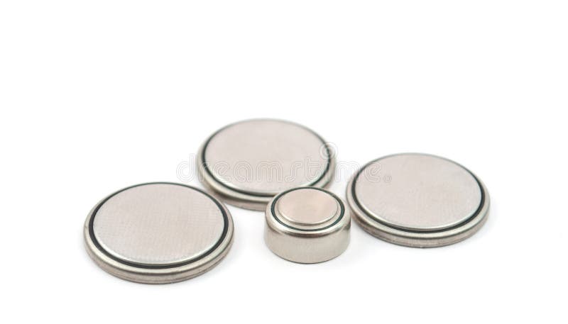 Small Flat Lithium Batteries Isolated on a White Stock Photo - Image of ...