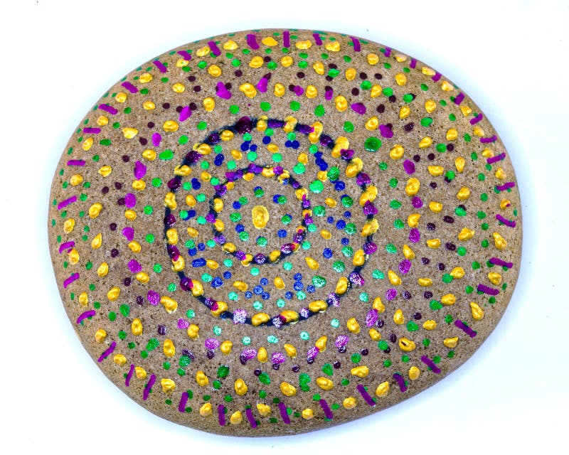 Round Beach Pebble with a Dot Pattern Stock Photo - Image of dots ...