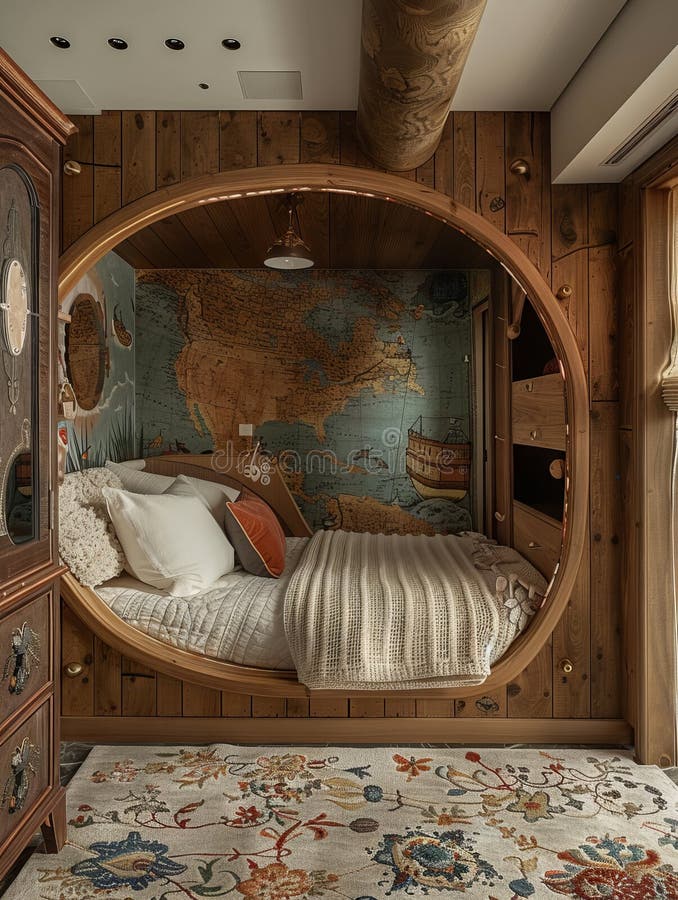 Round Bed Sits Inside Circular Nook Stock Photo - Image of room, frame ...
