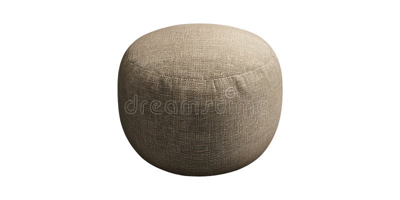 Round Beige Fabric Ottoman. Modern Home Decor and Versatile Seating ...